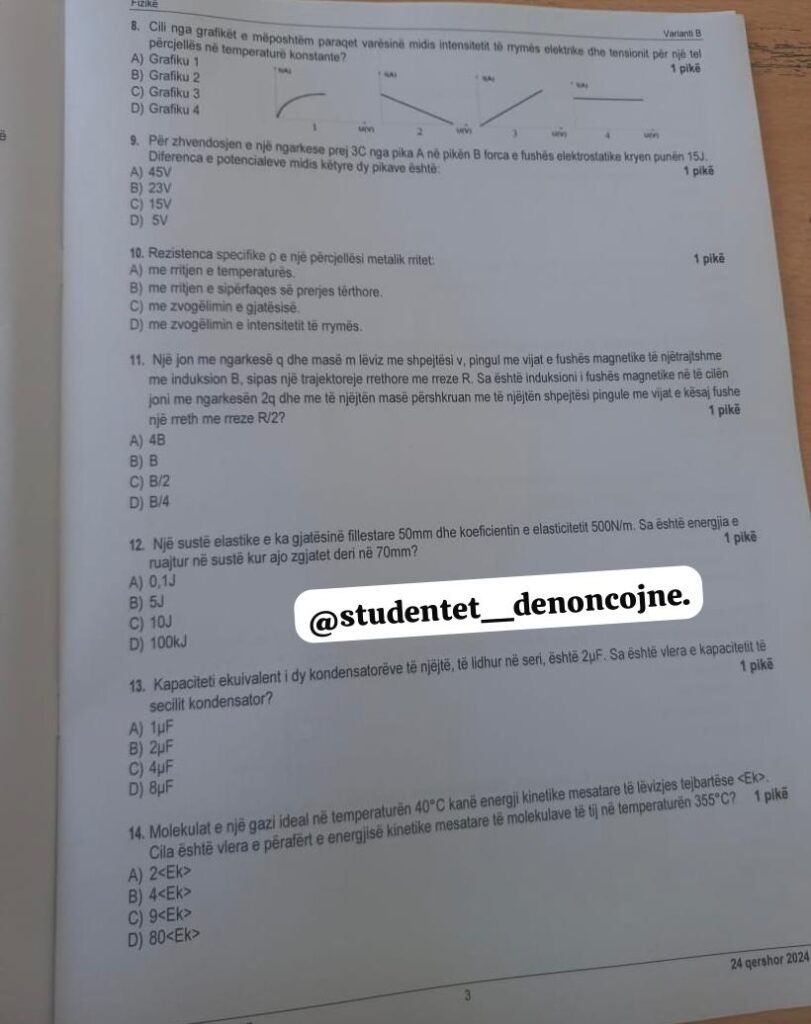 Matura 2024: Teza e Fizikës – Studentet